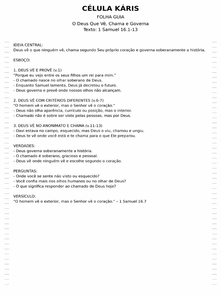 Folha Guia Celula Karis | PDF