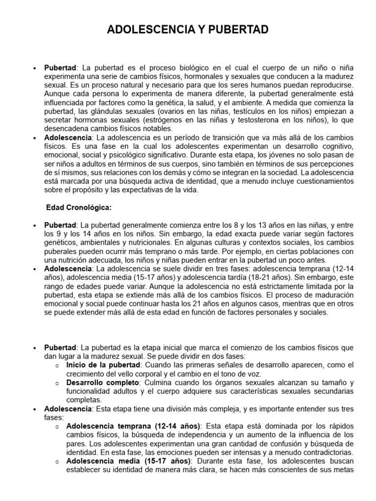 ADOLESCENCIA Y PUBERTAD (2) | PDF | Pubertad | Adolescencia