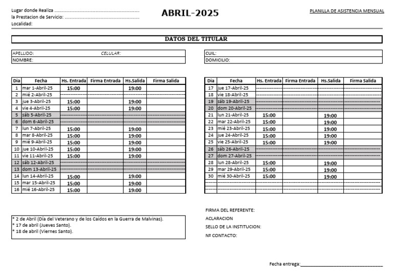 ASISTENCIA-ABRIL 2025 TT | PDF