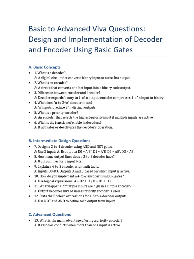 Decoder Encoder Design Advanced Viva | PDF | Logic Gate | Electronics