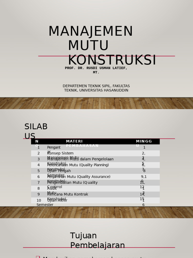 Pertemuan 1 Manajemen Mutu Konstruksi | PDF