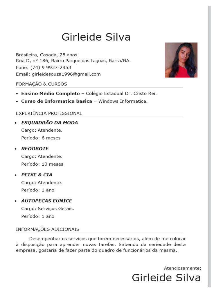 Curriculo Girleide Silva | PDF