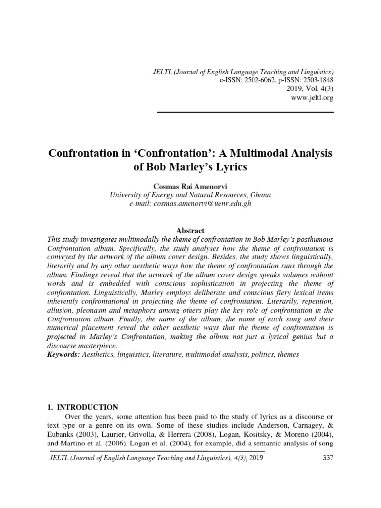 Multimodal Analysis of Marley’s Confrontation | PDF | Bible | Bob Marley