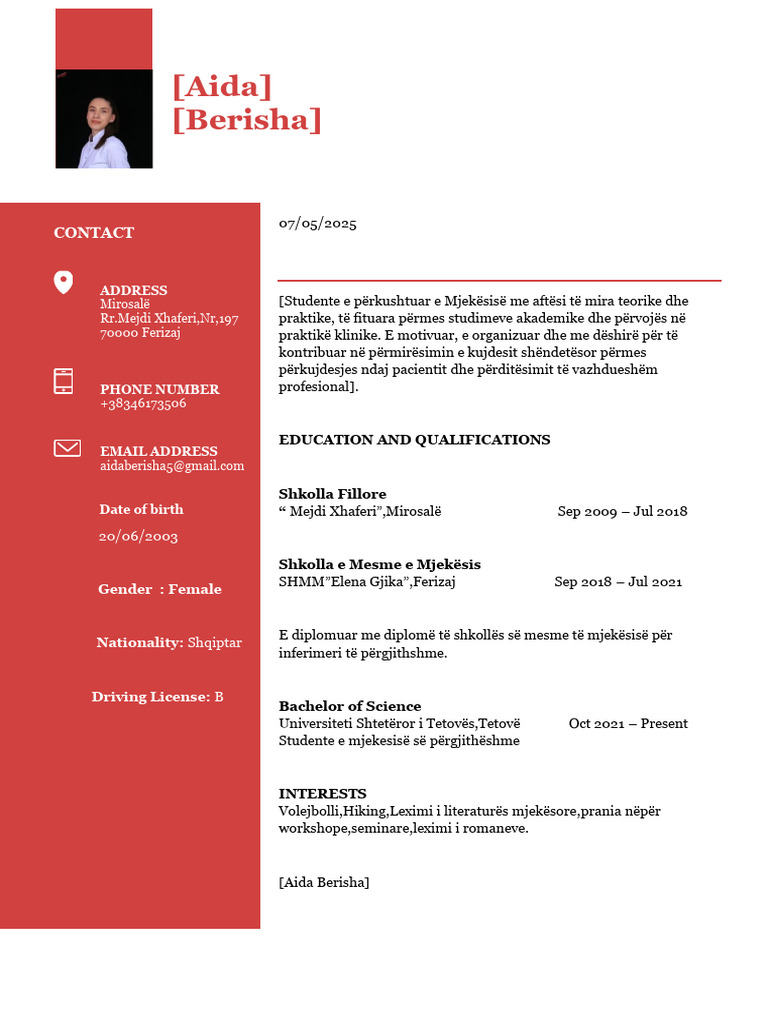 I Am Sharing 'CV Aida Berisha' With You | PDF