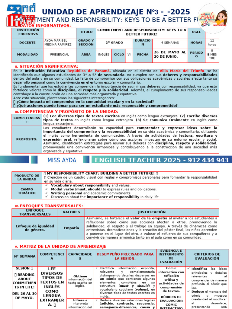 2°-_-UNIDAD DE APRENDIZAJE 3-_-JER-_-COMMITMENT AND RESPONSIBILITY KEYS TO A BETTER FUTURE ...