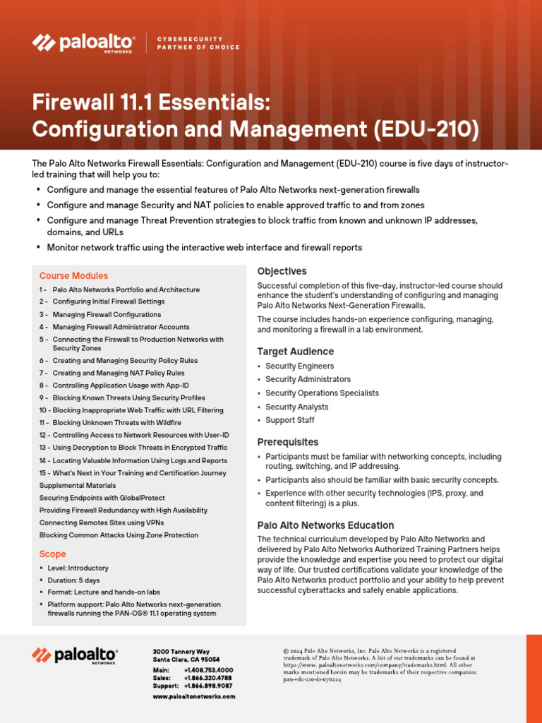 EDU-210: Firewall Essentials Training | PDF | Firewall (Computing ...