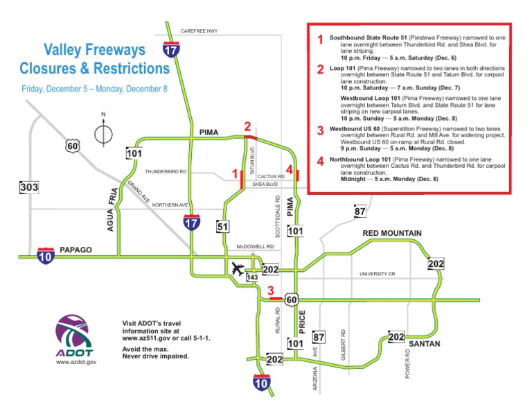 Dec 4 Freeway Closure Map | PDF | Road | Transportation Engineering