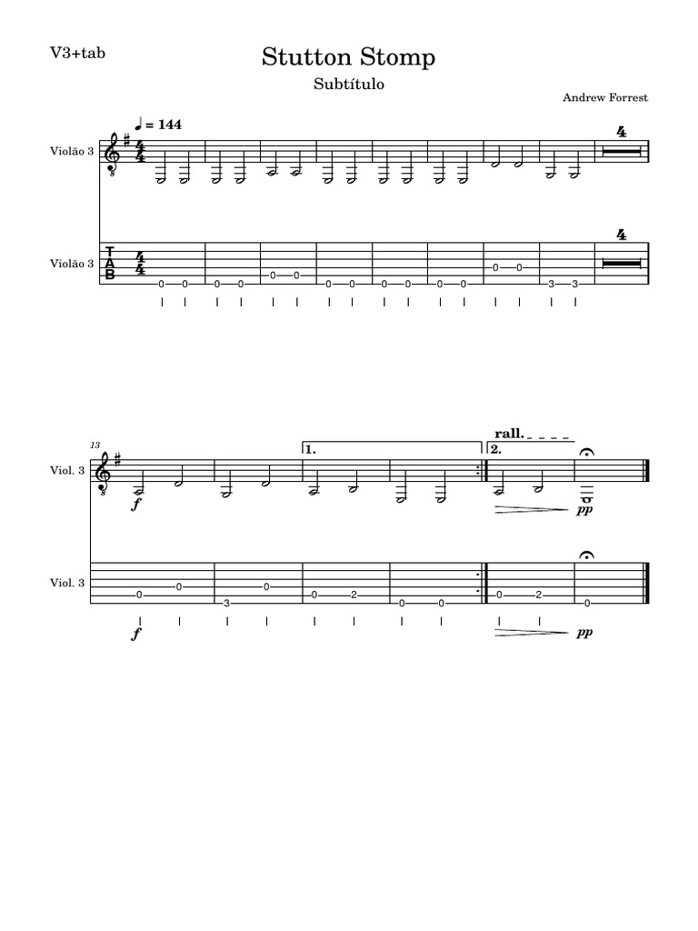 Partes Com TAB Stutton Stomp Partitura + Tab | PDF
