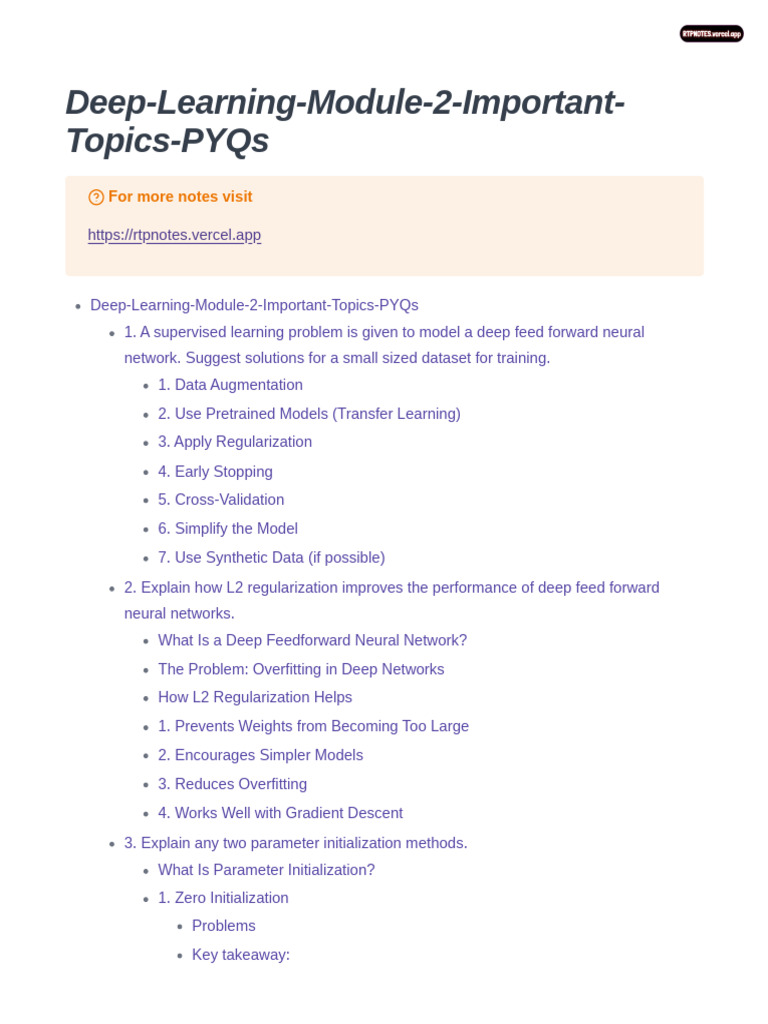 Deep Learning Module 2 Important Topics PYQs | PDF | Applied Mathematics | Machine Learning