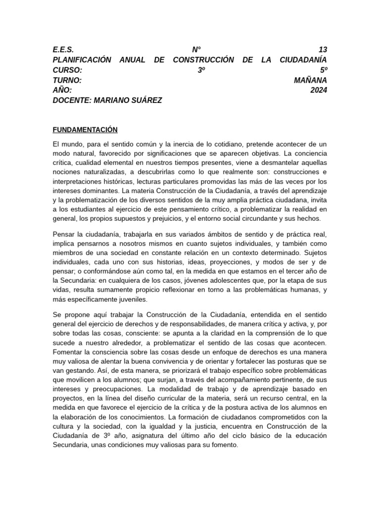 Planificación CCD 2024, EES 13, 3º5º | PDF | Género | Estudios de género