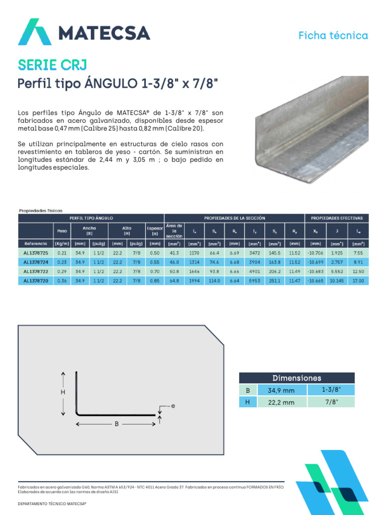 3 - Perfil Tipo Ángulo - Matecsa | PDF