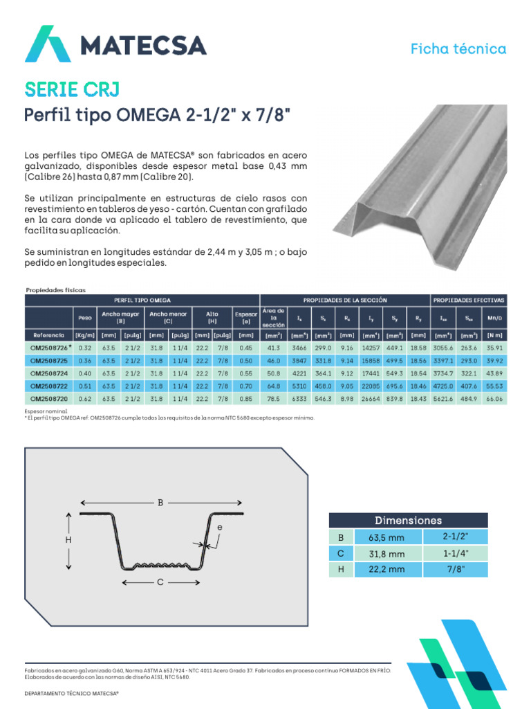 1 - Perfil Tipo Omega - Matecsa | PDF