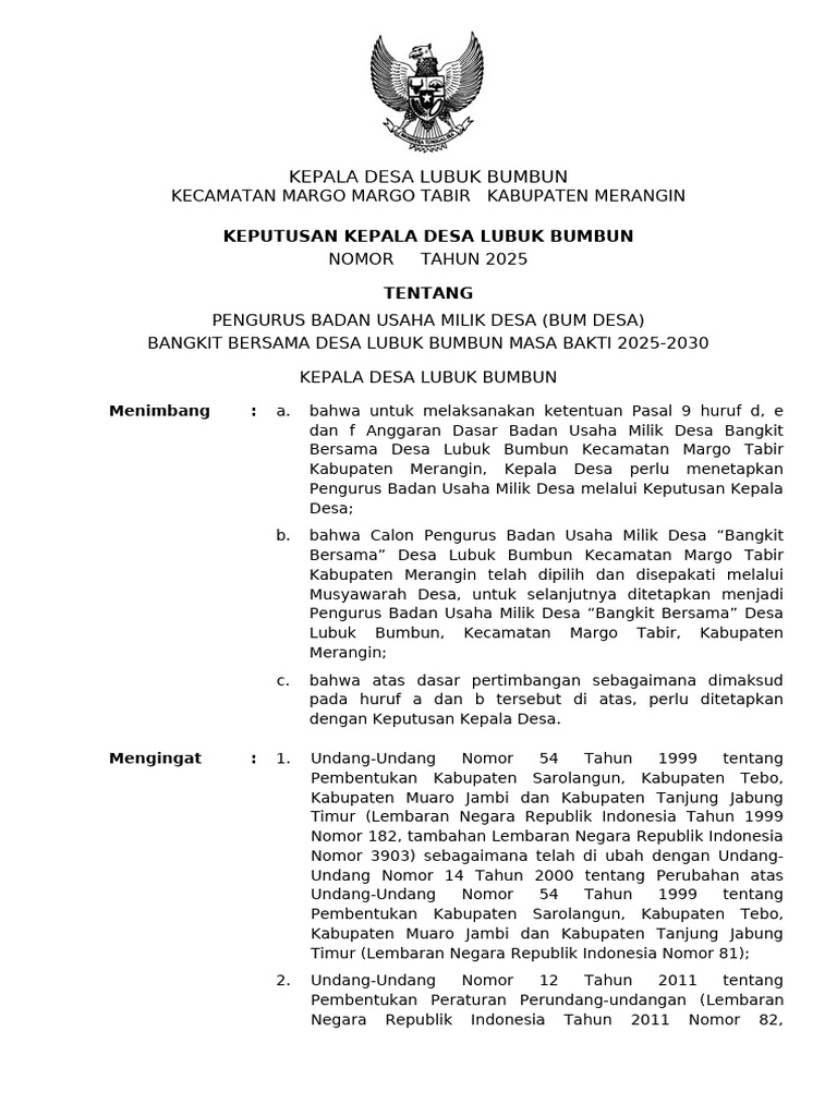 SK Pengurus Bumdes Terbaru (1) . | PDF