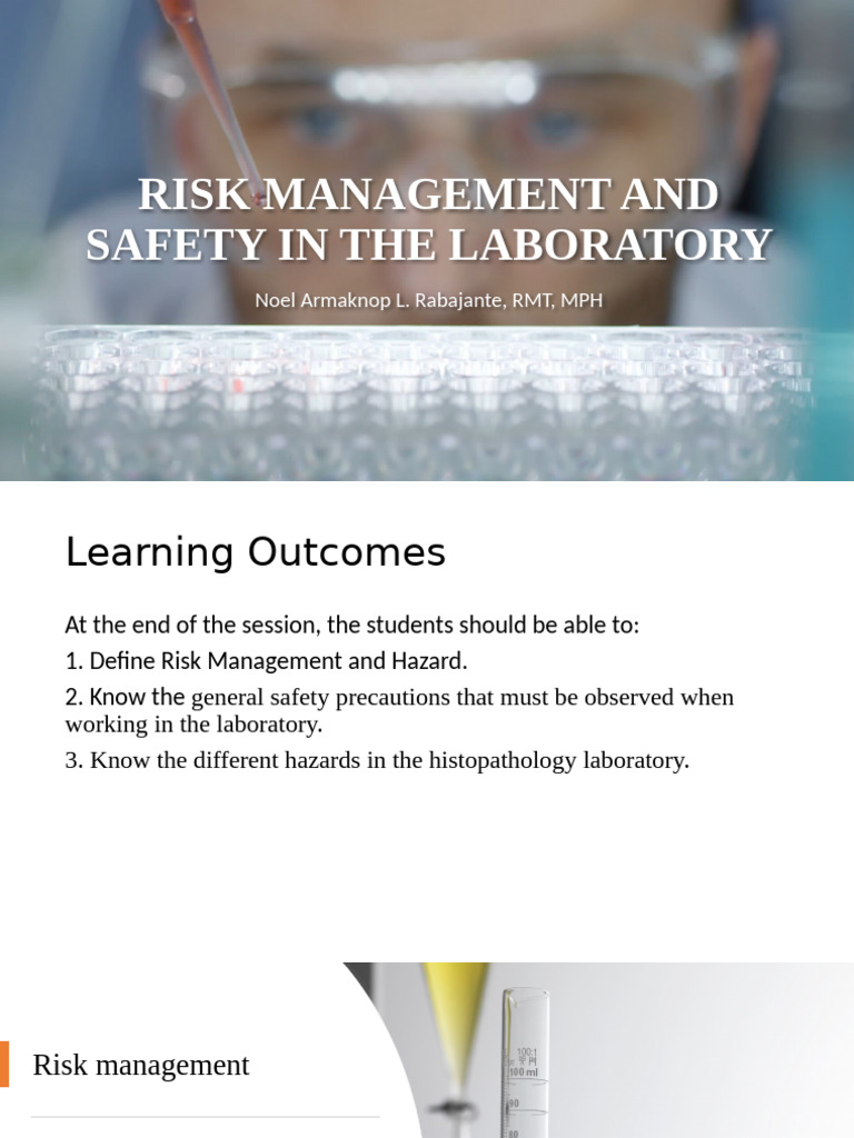 Lec 01 Risk Management and Safety in The Laboratory Histopath | PDF | Hazards | Laboratories