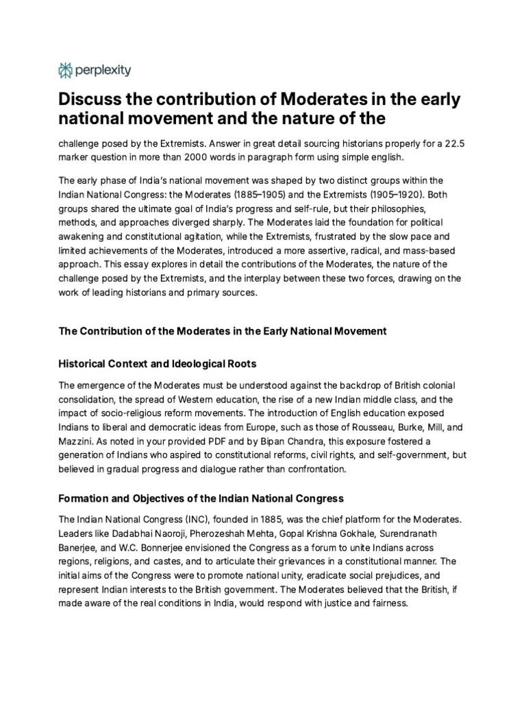 Moderates vs. Extremists in India's Movement | PDF | British Raj ...