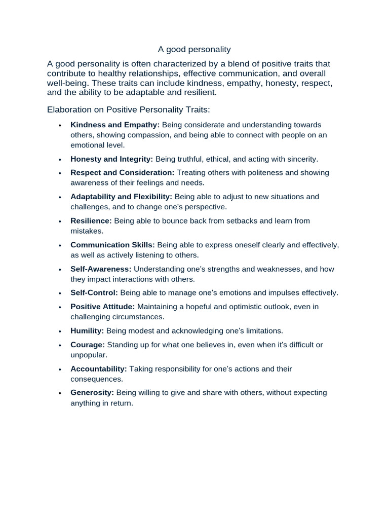 A good personality | PDF