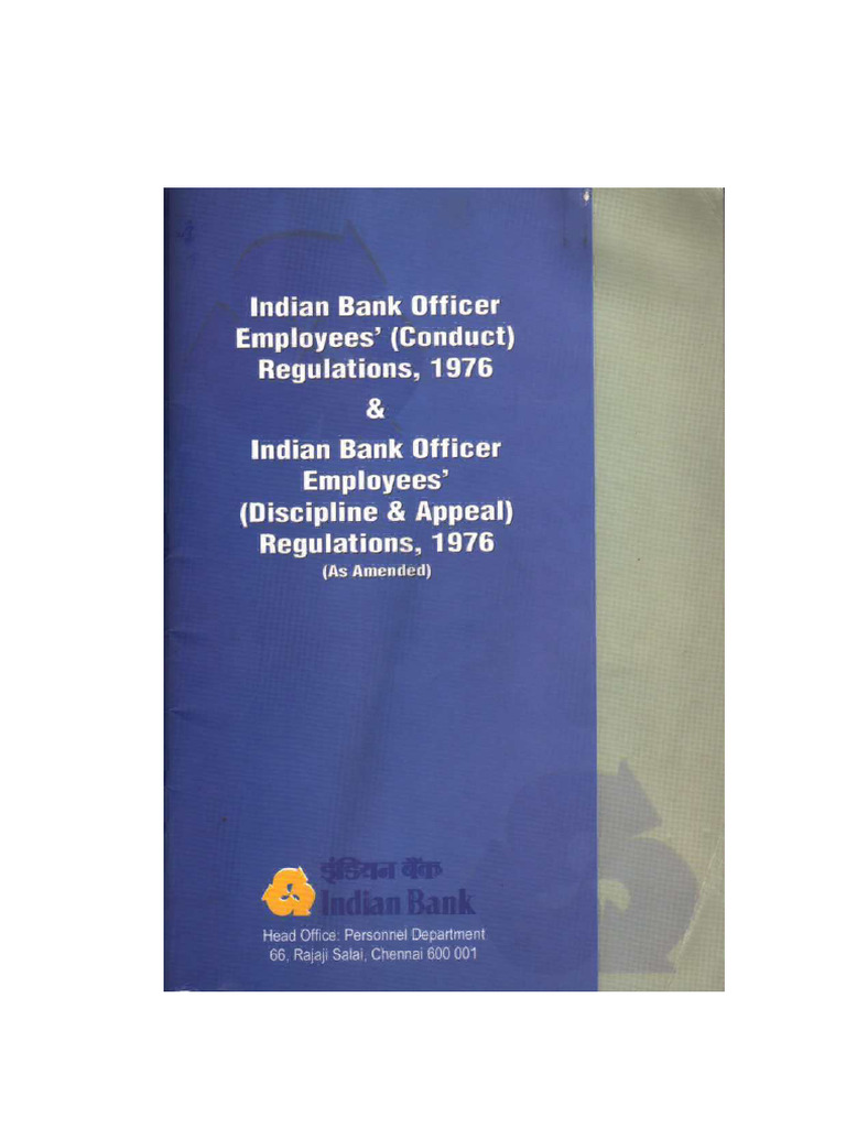 Indian Bank Officer Employees REGULATION | PDF