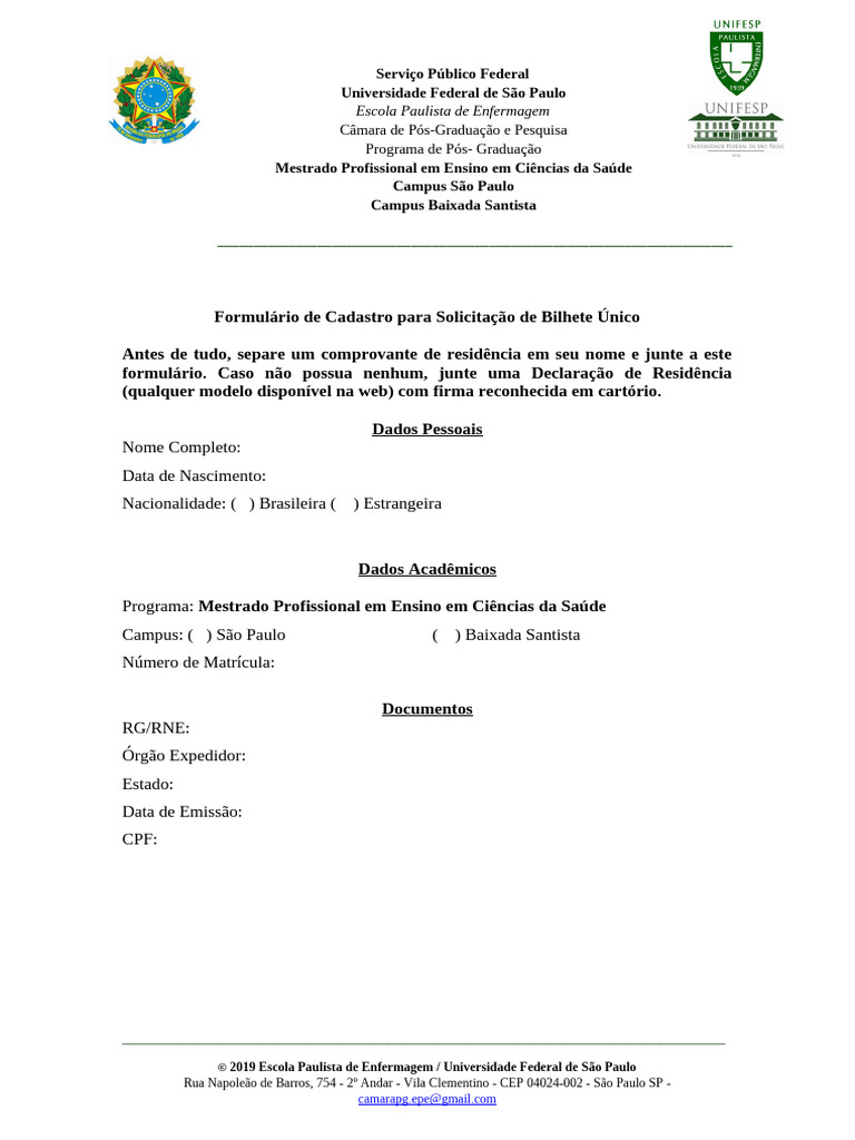 formulario_bilhete_unico | PDF | Brasil