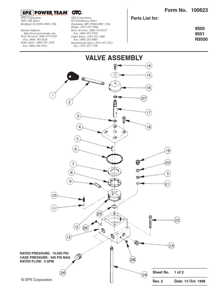 R9500 Valve Assembly Parts List | PDF | Valve | Pump