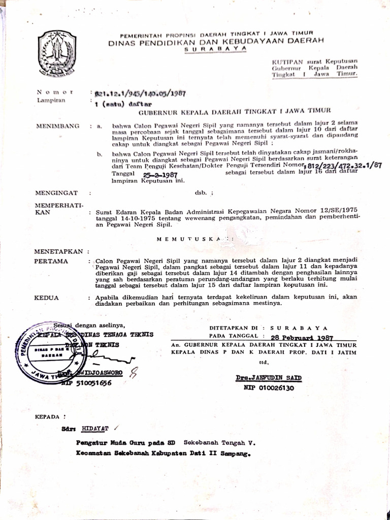 SK PNS 196408041985041001 | PDF