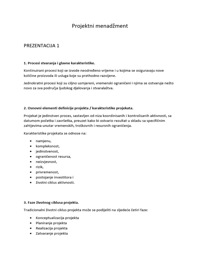 Projektni Menadžment Pitanja I Odgovori 2 | PDF