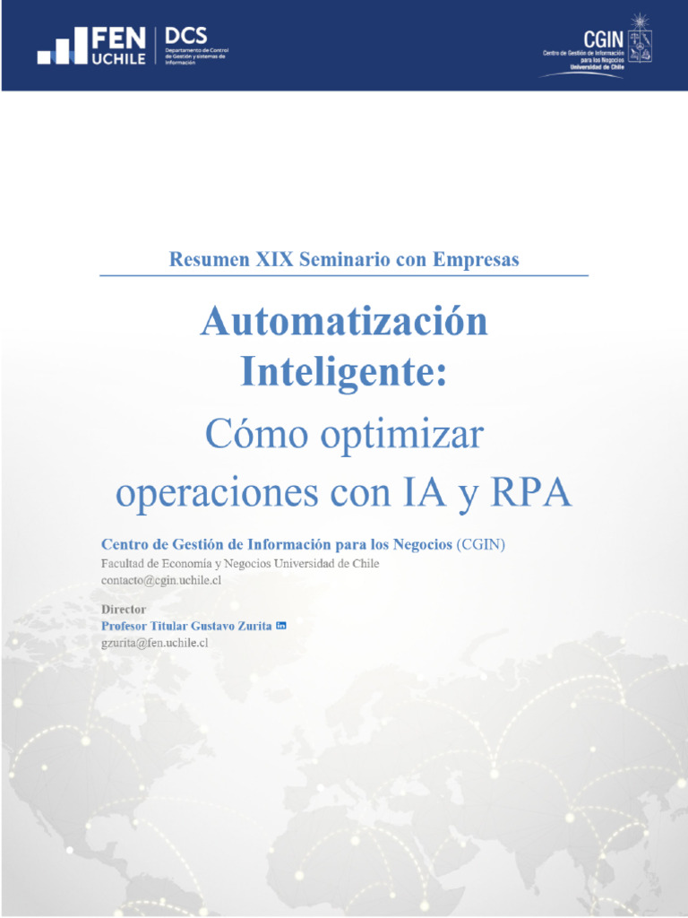 Informe - Seminario - XIX - CGIN - Como Optimizar Operaciones Con IA y RPA | PDF