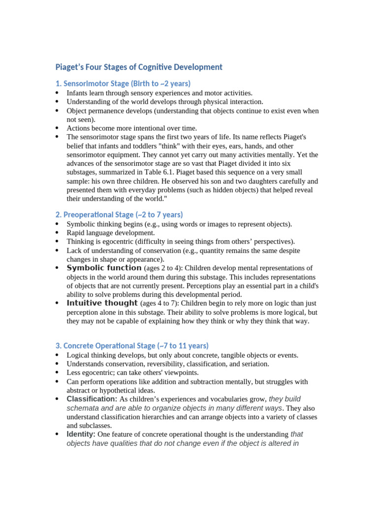 Piaget_Cognitive_Development_Stages | PDF | Thought | Epistemology