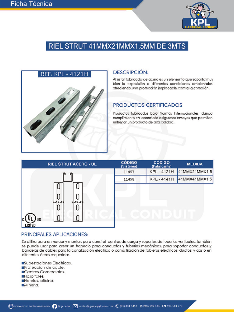 T Productos Riel Strut 41mmx21mm A0556e | PDF