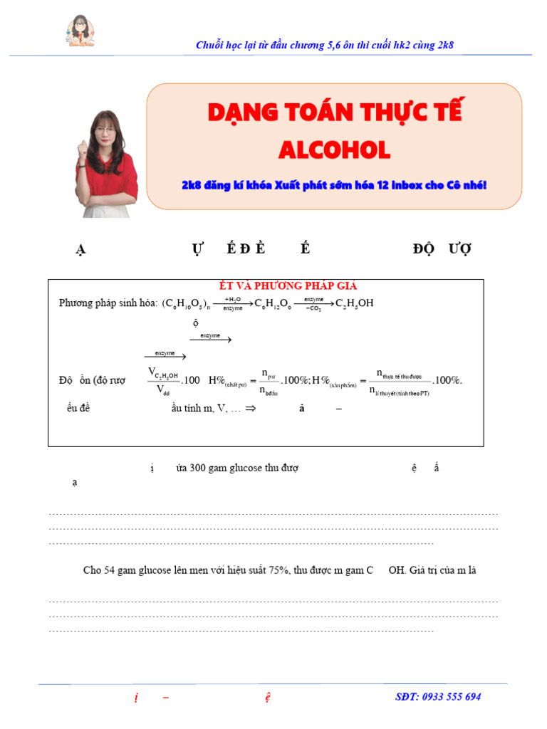 Buổi 5 - Phương Pháp Giải BT Alcohol Thực Tế - Cô Thân Thị Liên | PDF