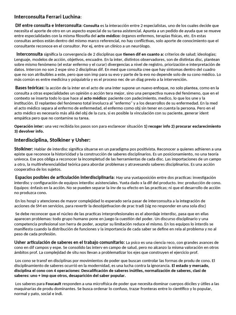 Consulta vs Interconsulta Médica: Claves y Diferencias | PDF | Medicina