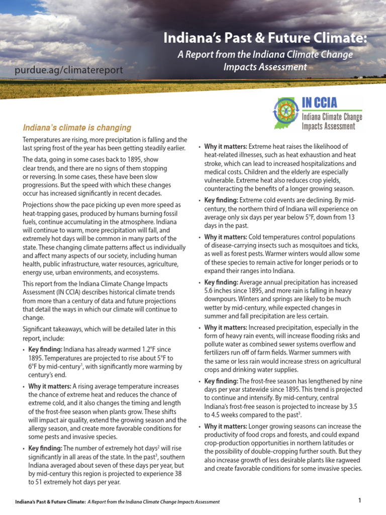 8271 - Indiana S Past Future Climate A Report From The Indiana Climate Change Impacts Assessment ...