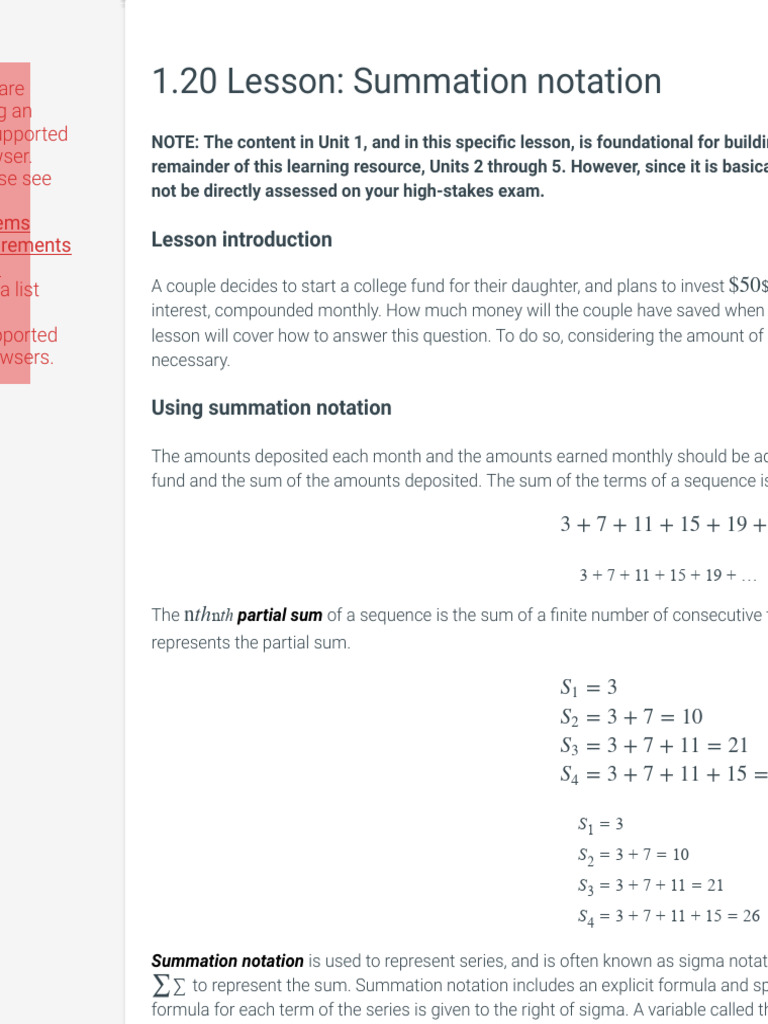 1.20. Lesson: Summation Notation | PDF | Summation | Abstract Algebra