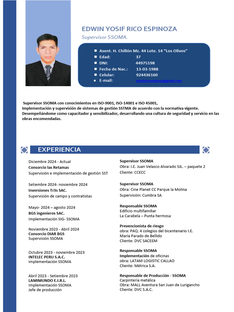 CV Edwin Rico 05-2025 | PDF | Perú