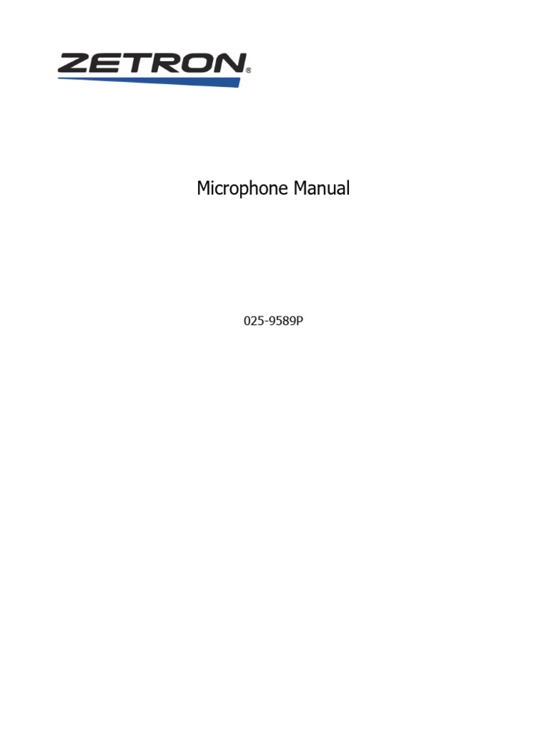 Zetron Microphone Manual | PDF | Microphone | Loudspeaker