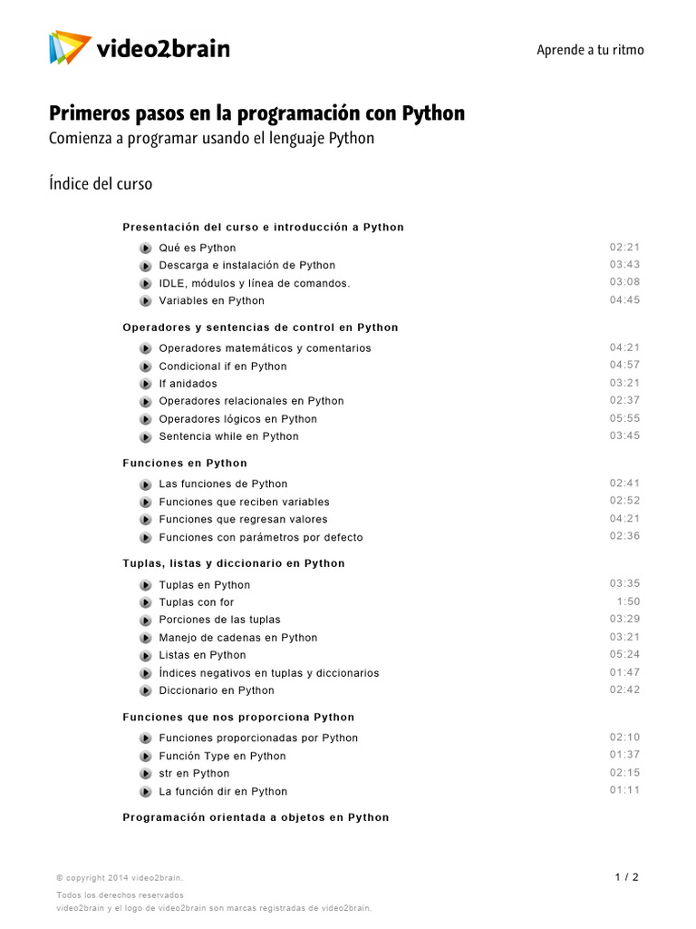 Primeros Pasos en La Programacion Con Python Toc | PDF | Python (lenguaje de programación ...