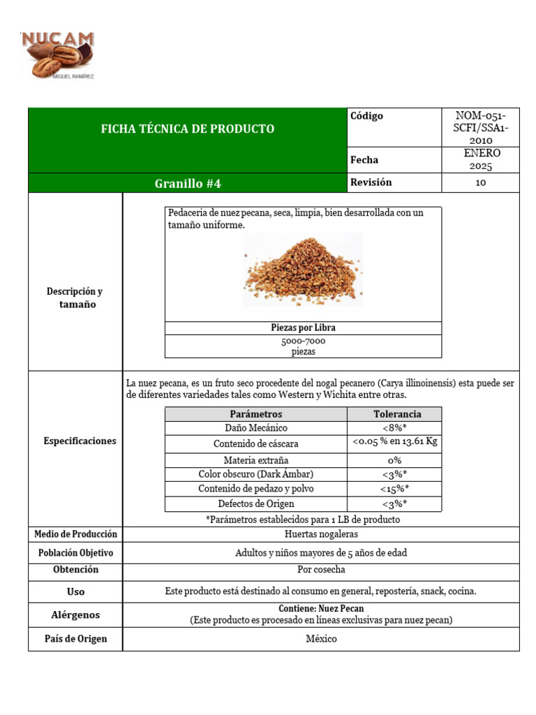 Nuez Pecan Granillo #4: Ficha Técnica | PDF | Frutas comestibles | Arboles