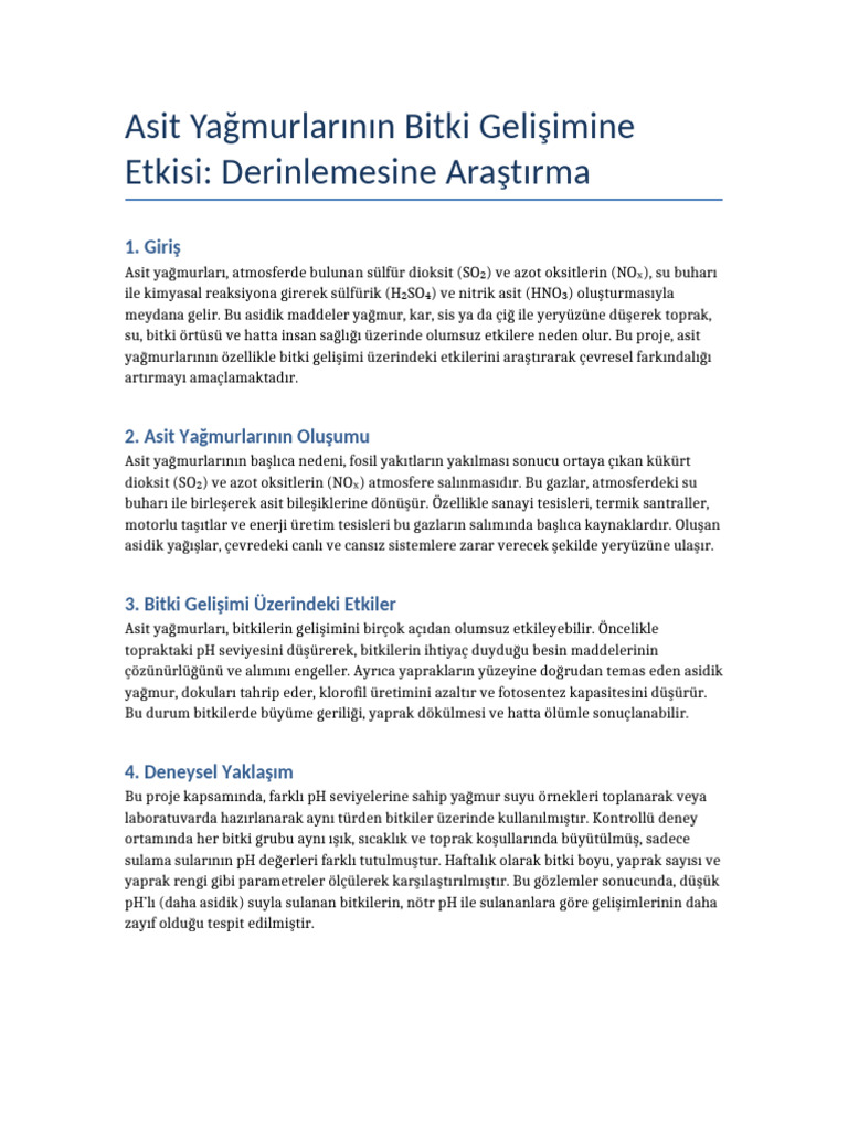 Asit Yagmurlari Araştırma Raporu | PDF