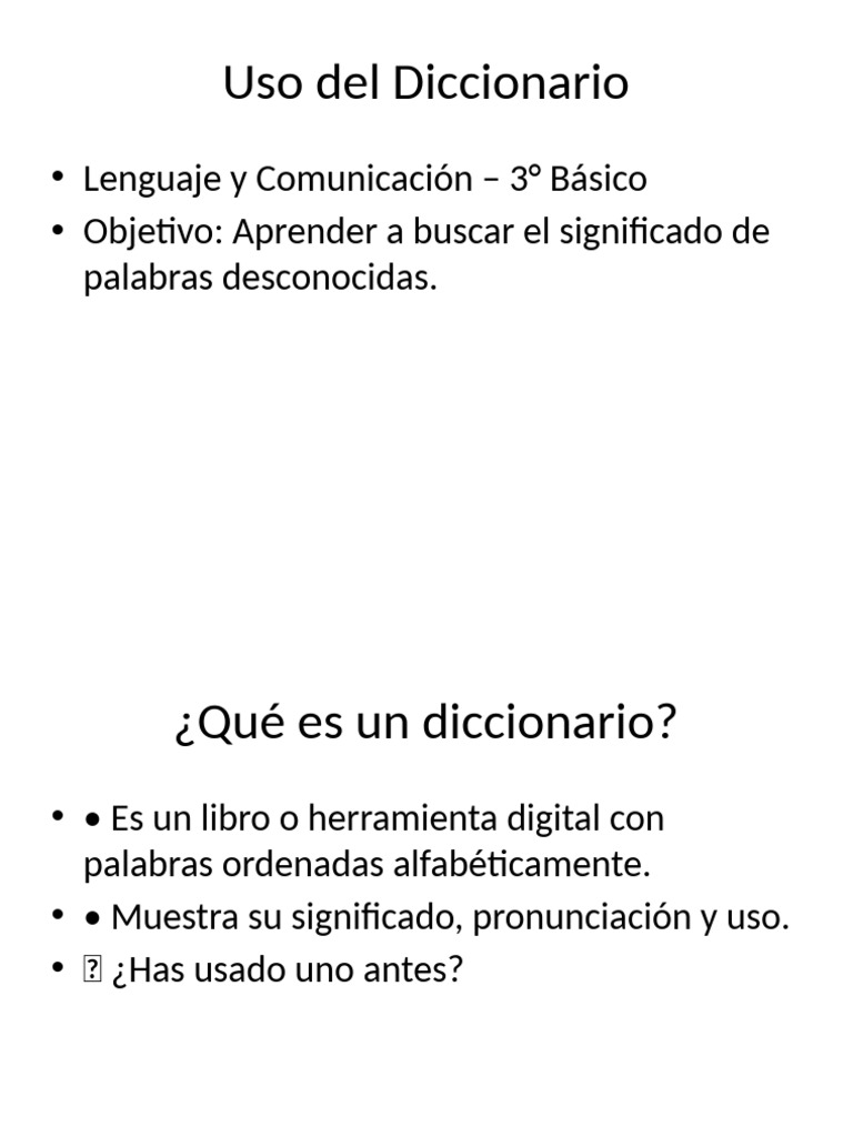 Uso del Diccionario en 3° Básico | PDF