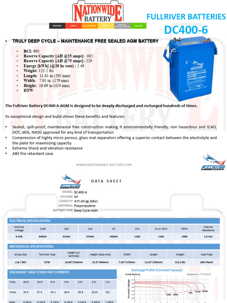 DC400-6 Fullriver Battery | PDF | Electricity | Energy Storage