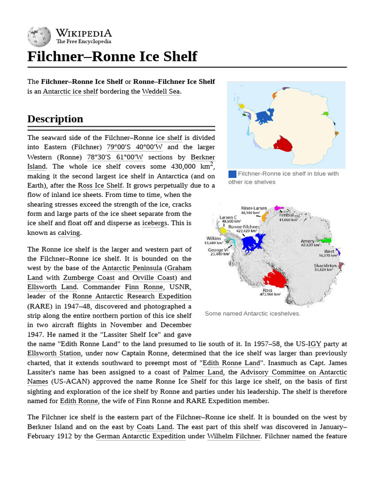 Filchner–Ronne Ice Shelf | PDF | Bodies Of Water | Forms Of Water