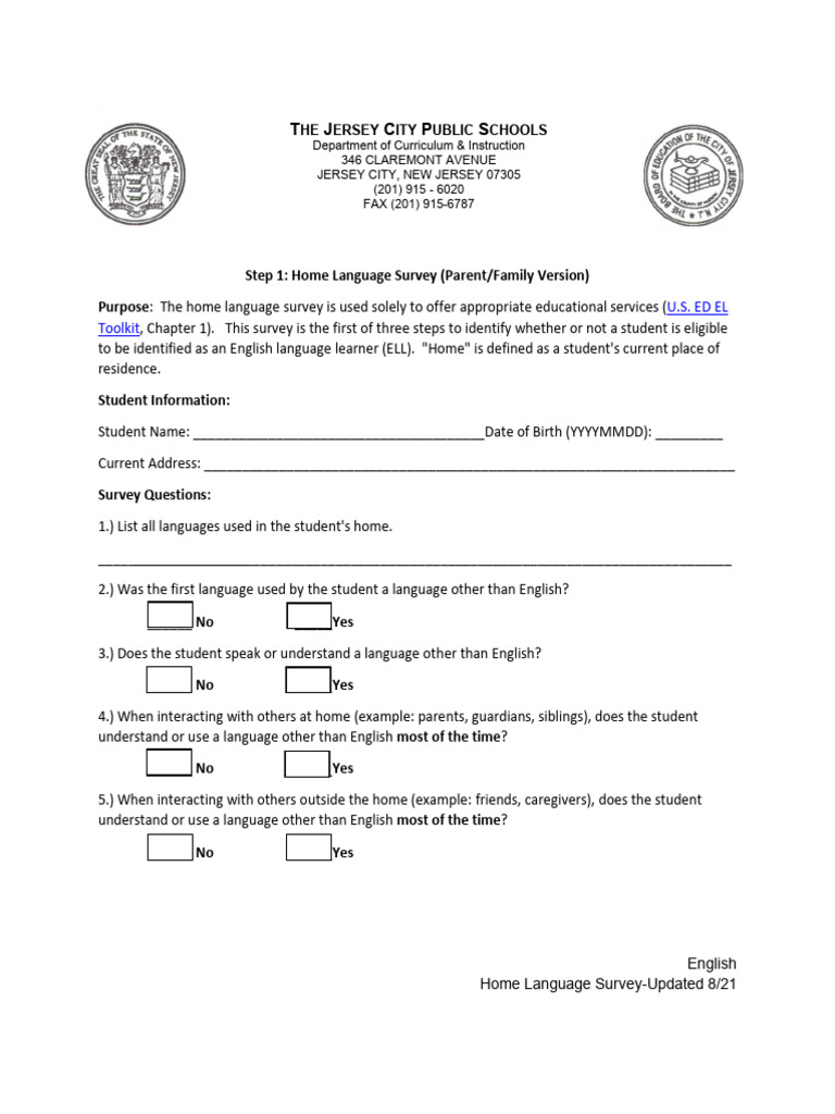 Home Language Surveys | PDF
