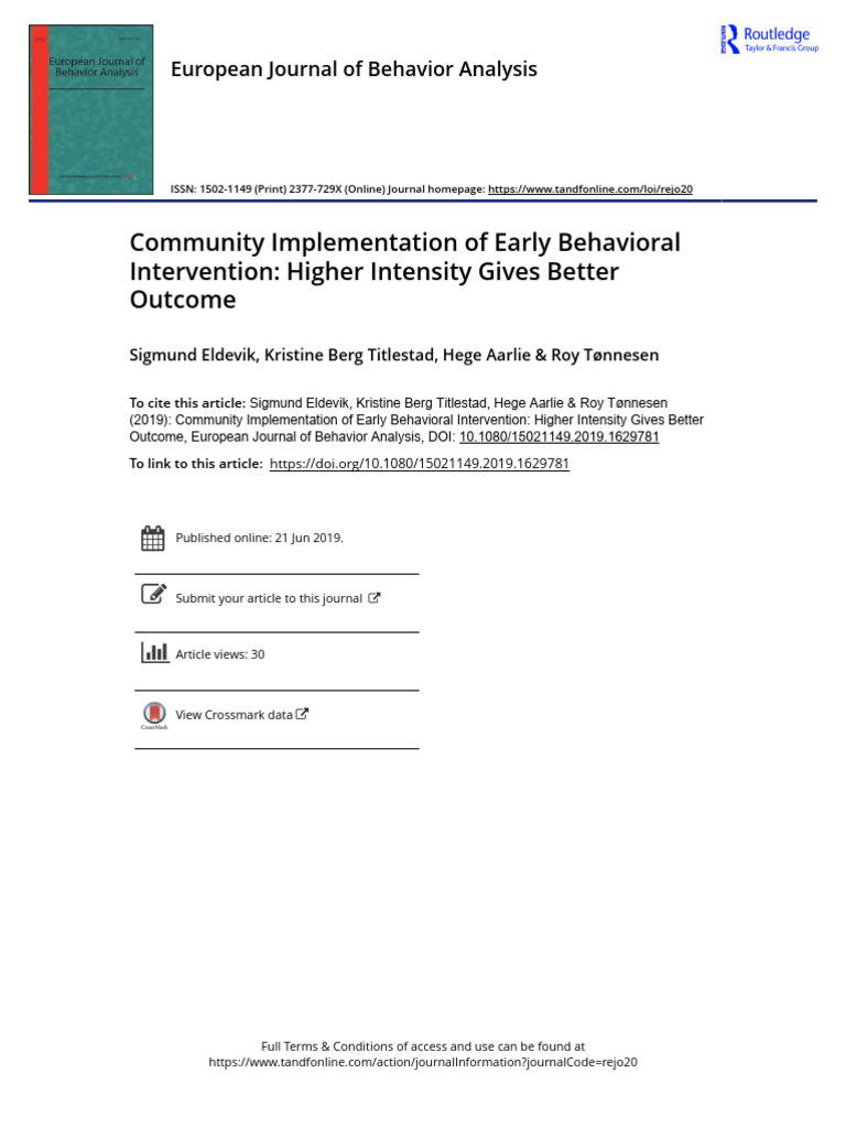 OT.2 - Community Implementation of Early Behavioral Intervention Higher ...