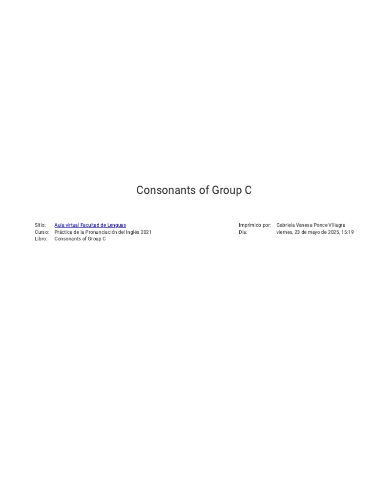 Consonants of Group C - Lenguas | PDF | Consonant | Vowel