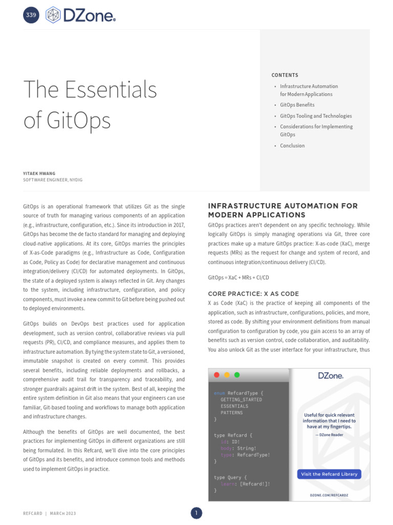 House Dzone Refcard 339 Essentialsofgitops 2023 | PDF | Version Control | Software Engineering
