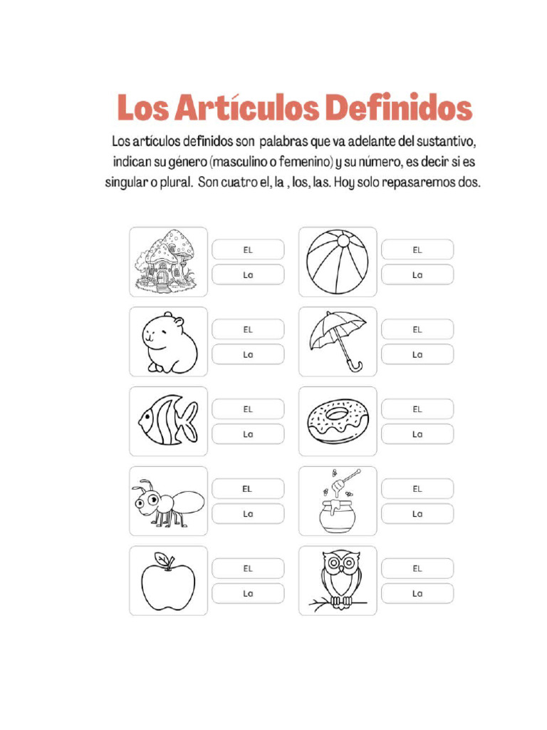 Articulos Definidos 1° | PDF