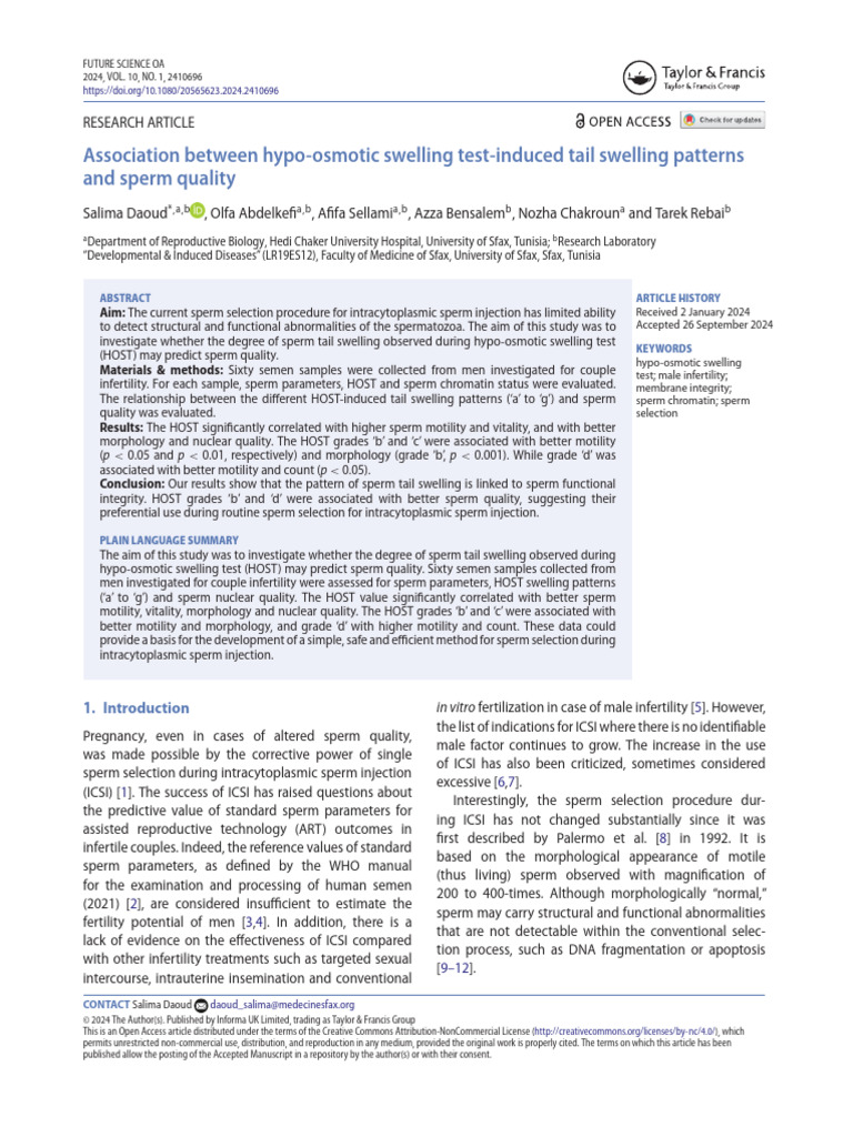 Association Between Hypo Osmotic Swelling Test Ind Pdf Demographic Economics Sexual Anatomy