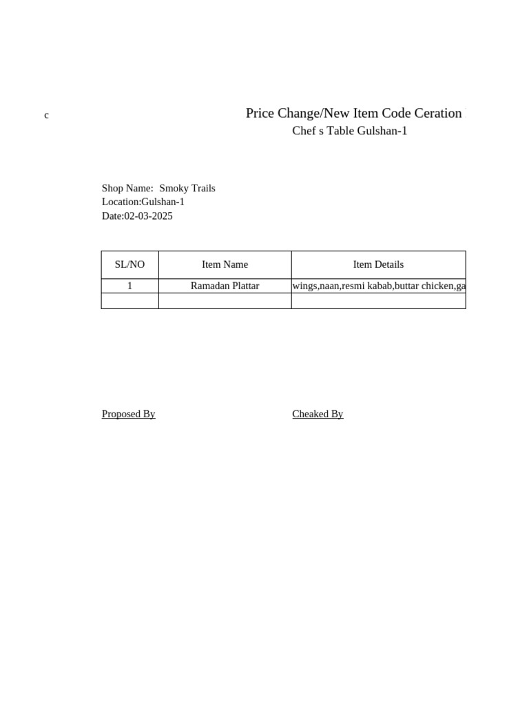 New Item Code Ceration Formate For SMOKY TRAILS | PDF