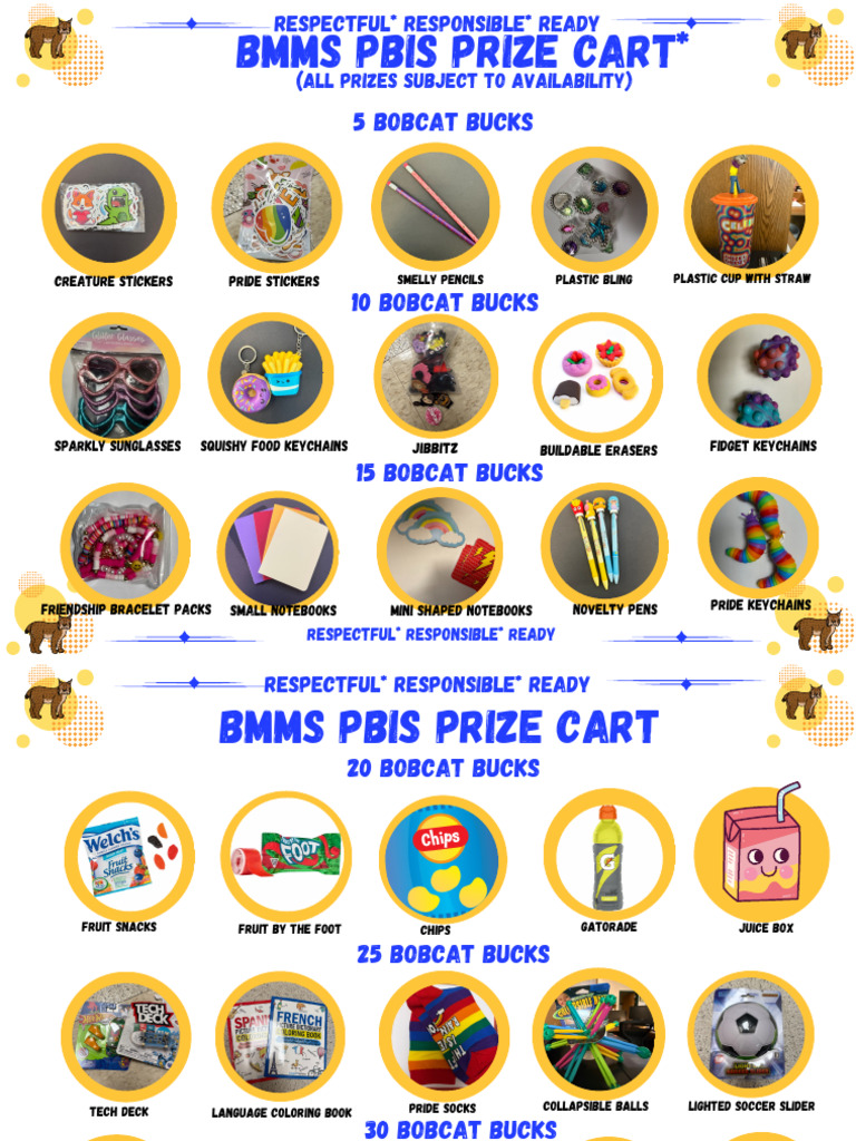 BMMS PBIS Prize Cart Rewards List | PDF