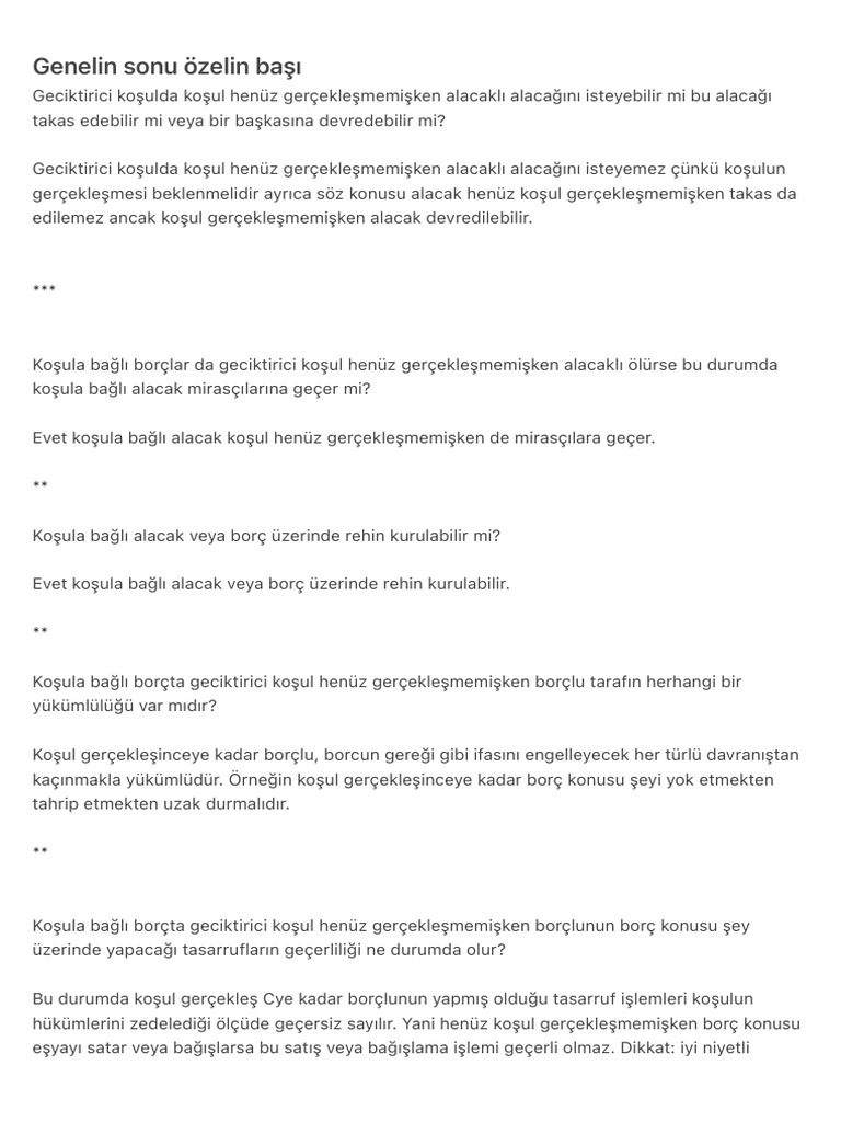 Genelin Sonu Özelin Başı Soru Cevap Tekrar 4 | PDF