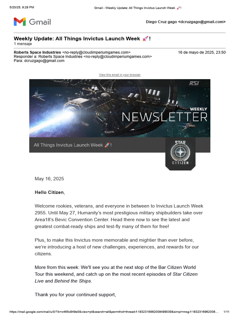 Gmail - Weekly Update - All Things Invictus Launch Week ?! | PDF
